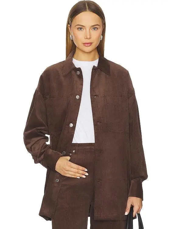 SEROYA April Corduroy Shacket - Slate Brown