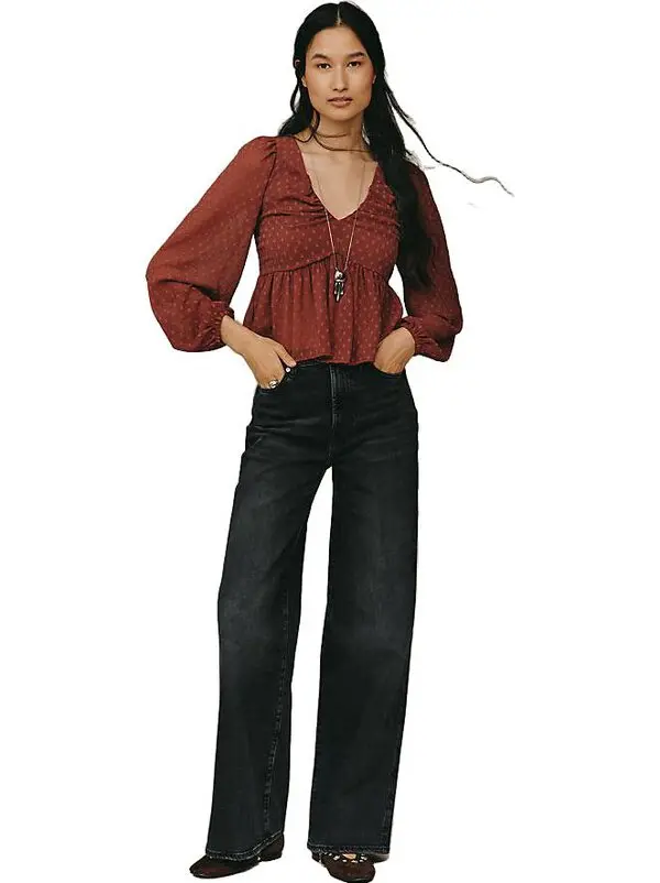 7 For All Mankind Jo High-rise Wide-leg Jeans - Black