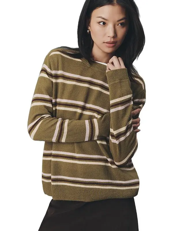 REFORMATION Cashmere Boyfriend Sweater - Pear Multi Stripe