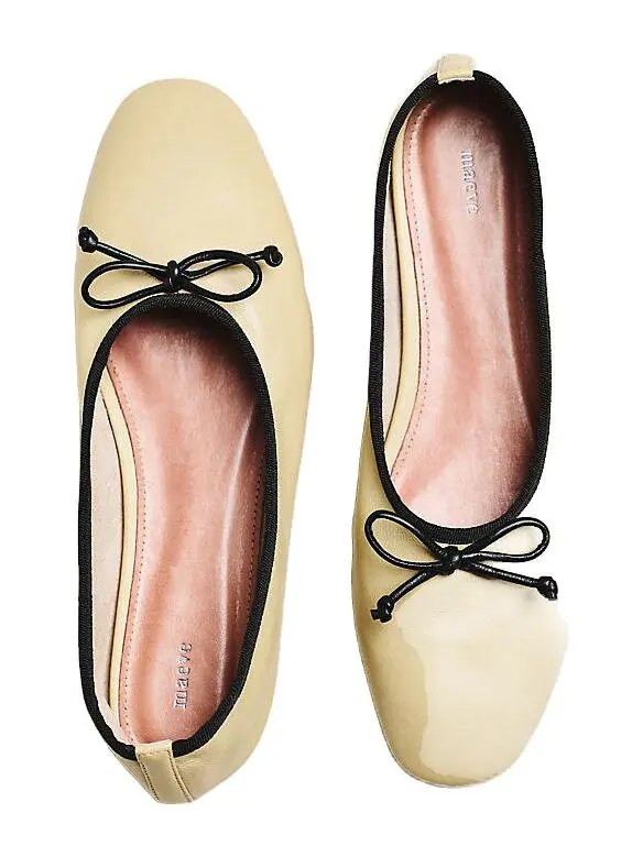 Maeve Bowed Ballet Flats - Cream / Black