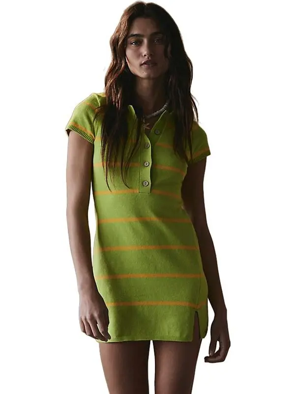Free People Sinclair Sweater Mini Dress - Lime Combo