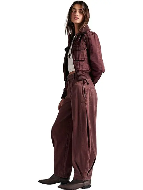 Free People We The Free Hit 'em High Barrel Pants - Brunette