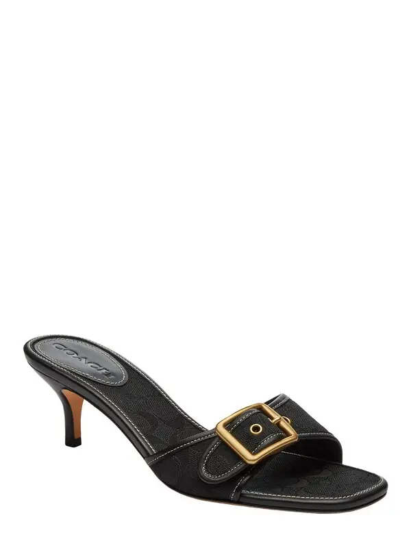 COACH Margot Sandal In Signature Jacquard - Black