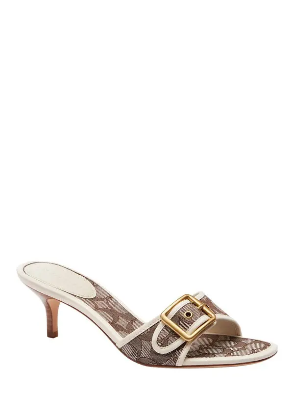 COACH Margot Sandal In Signature Jacquard - Oak/chalk