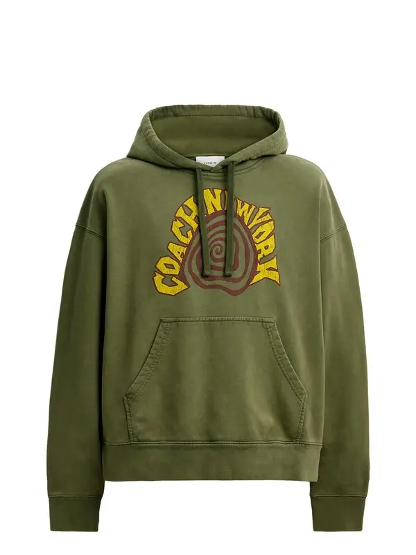 Coach Garment Dyed Spiral Hoodie - Green