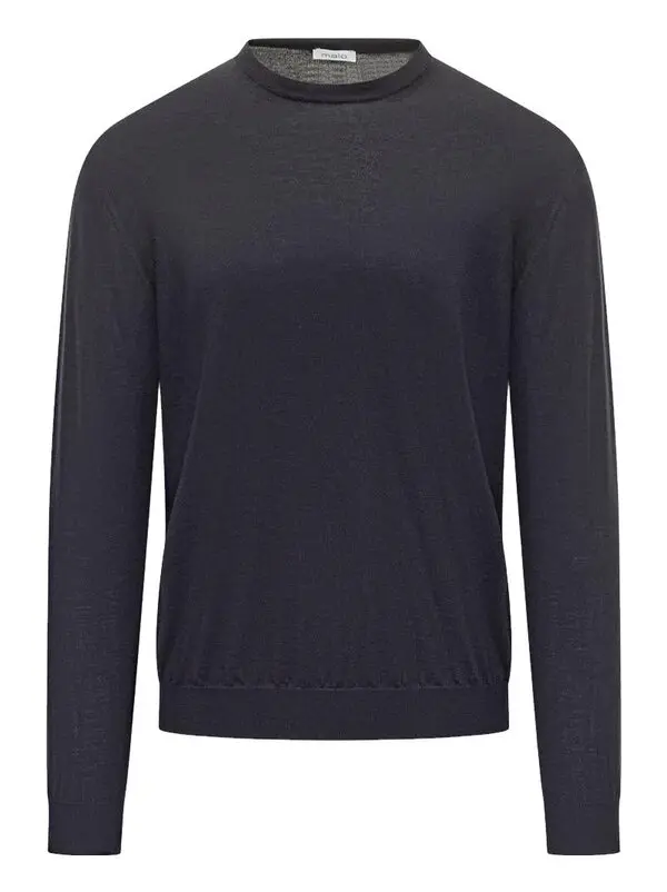 Malo Virgin Wool Crew Neck Pullover - Blue