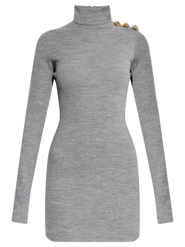 Balmain Dress With Stand-up Collar - Grey