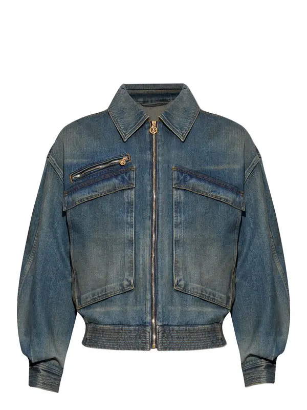 Versace Effect Denim Jacket - Blue