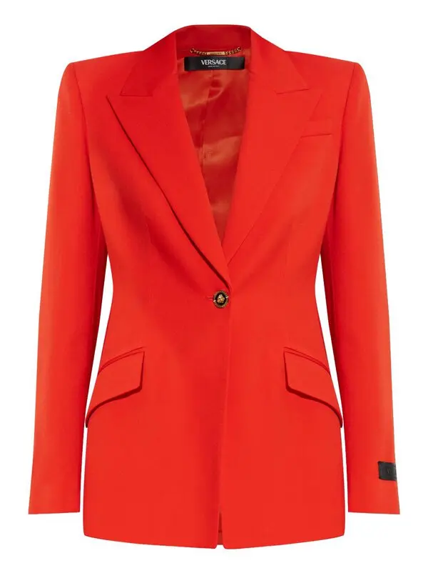 Versace Wool Blazer With Medusa Button Detail - Red