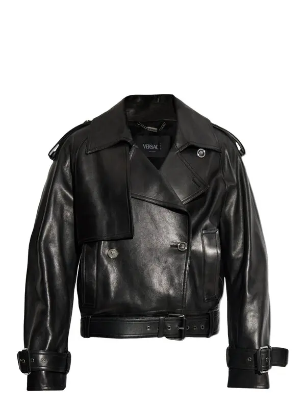Versace Leather Biker Jacket - Black