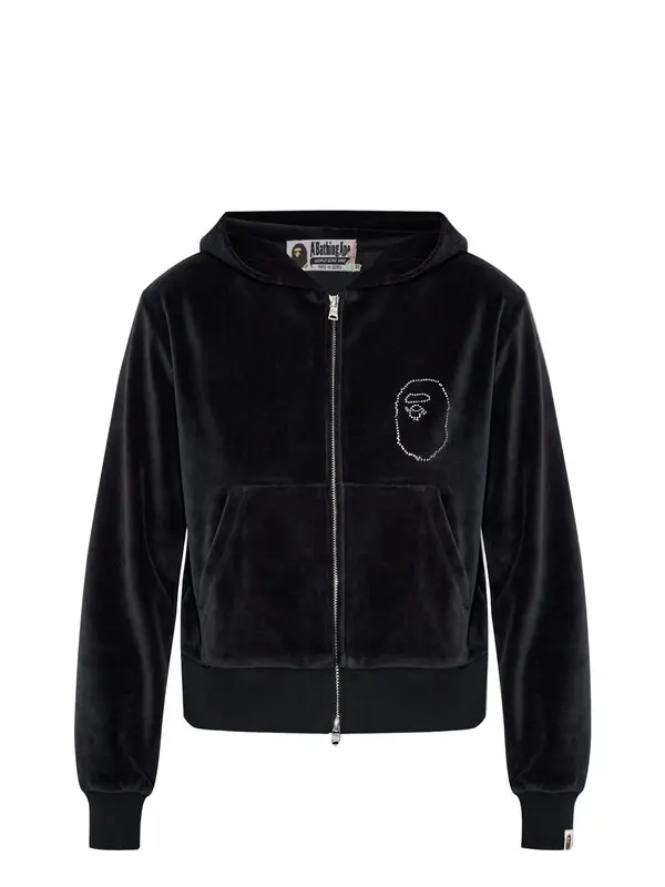 A BATHING APE Velour Zip-up Hoodie - Black