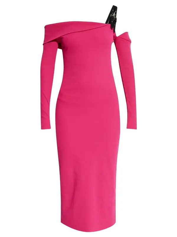 Versace Off-the-shoulder Midi Dress - Pink