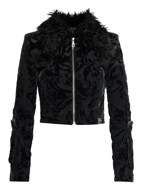Versace Patterned Velvet Jacket - Black