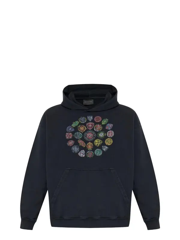 Balenciaga Oversized Printed Hoodie - Black