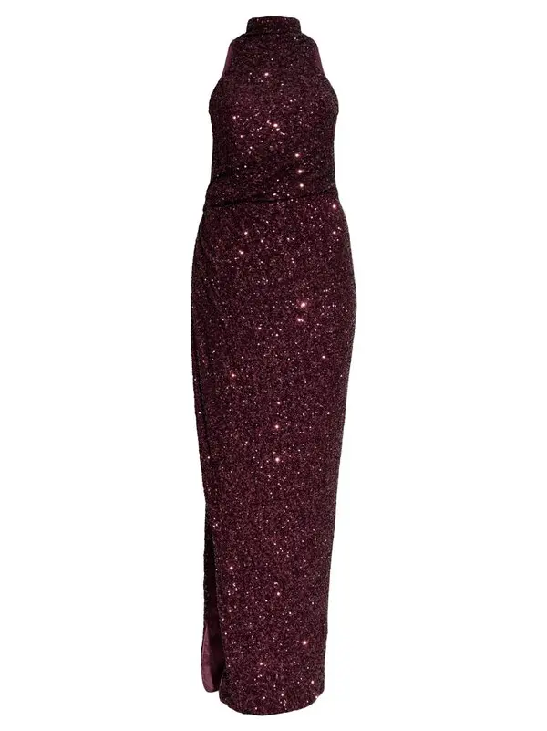 Balmain Sleeveless Sequin Gown - Burgundy