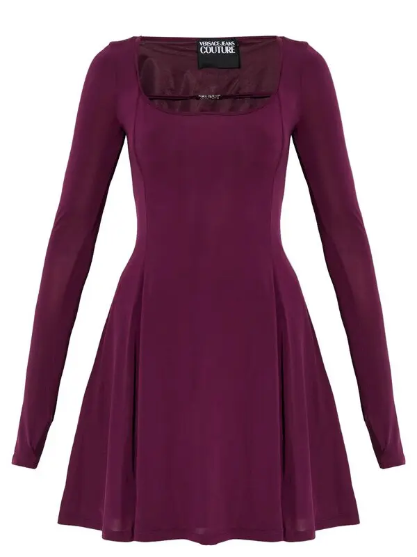 Versace Long-sleeved Dress With Metal Appliqu - Burgundy