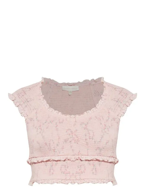 LoveShackFancy Cambron Fitted Top - Pink