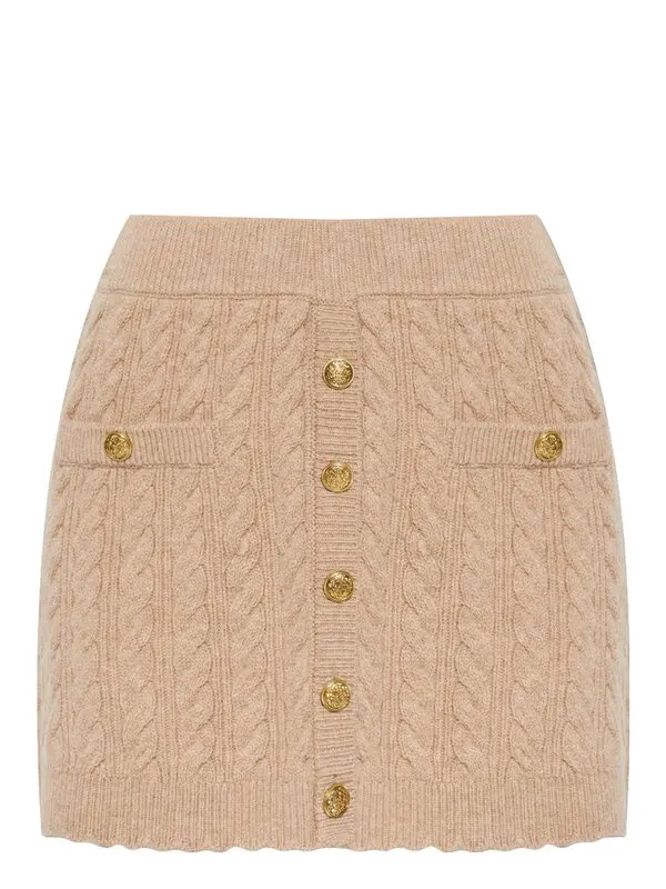 LoveShackFancy Berritt Knit Mini Skirt - Beige