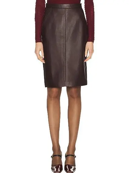 Ronny Kobo Dorian Leather Skirt - Brown