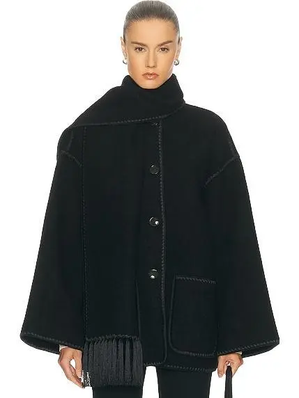 TOTEME Embroidered Scarf Jacket - Black
