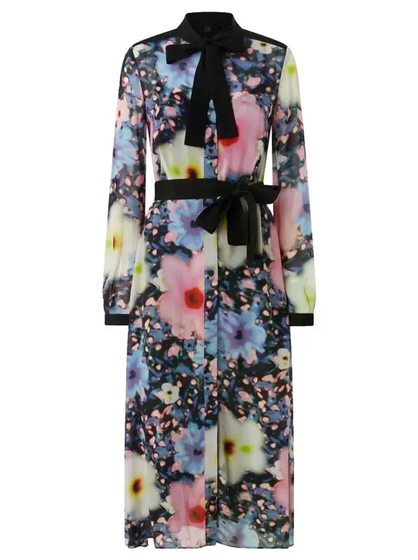 Pinko Hosomaki Floral-print Midi Dress - Black