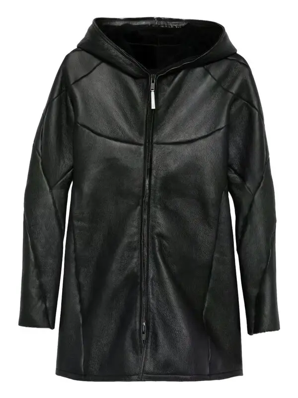 ISAAC SELLAM EXPERIENCE Hooded Panelled Coat - Black