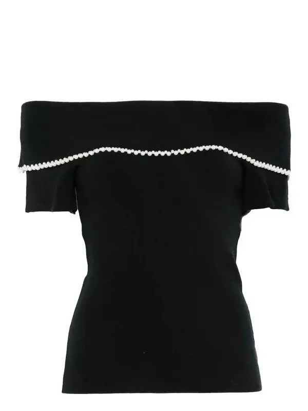 BY MALENE BIRGER Off-shoulder Beaded Top - Black
