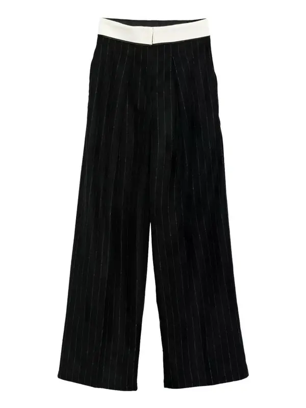 FORTE_FORTE Pinstripe Wide-leg Trousers - Black
