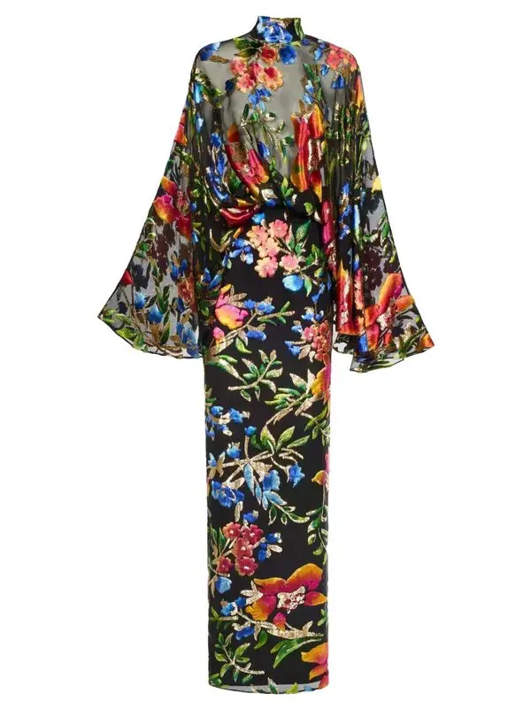 TALLER MARMO Eolia Floral Maxi Gown - Black