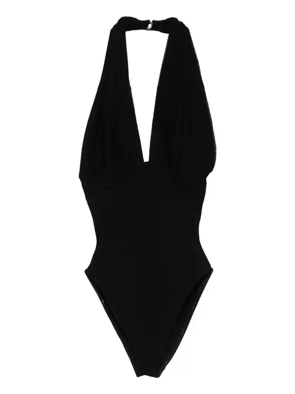 Paris Georgia Draped Halterneck Bodysuit - Black