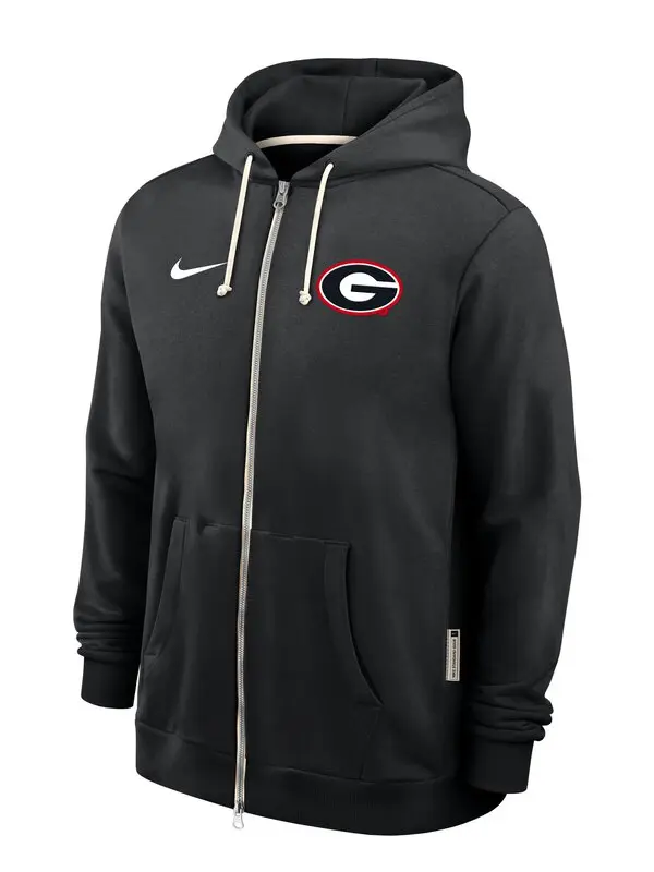 Nike Georgia Sideline Dri-fit College Full-zip Hoodie - Black