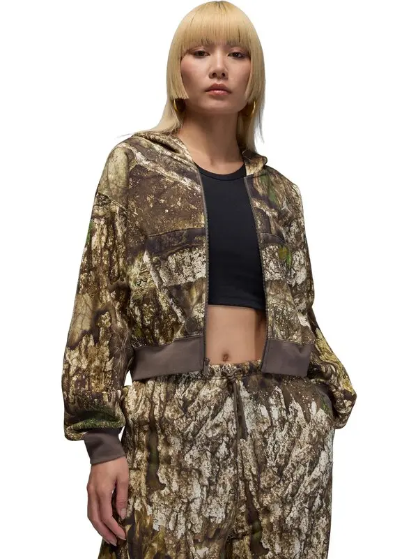 JORDAN Brooklyn Fleece Realtree Mod Crop Full-zip Hoodie - White