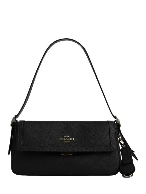 COACH® Etta Small Flap Shoulder Bag - Pebbled Leather/gunmetal/black