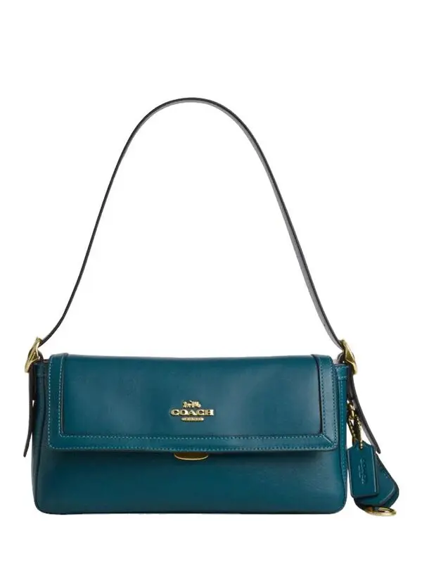 COACH® Etta Small Flap Shoulder Bag - Smooth Leather/gold/teal Ink