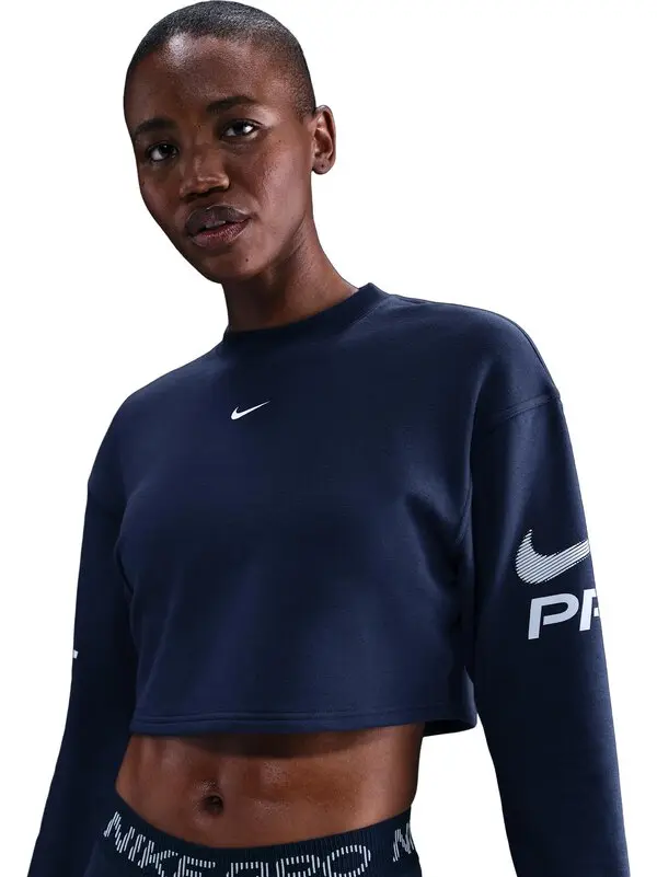 Nike Pro Dri-fit Loose Crew-neck French Terry Sweatshirt - Blue