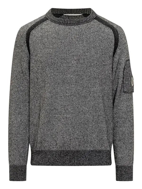 C.P. COMPANY Wool Sweater With Pocket And Logo - Grey