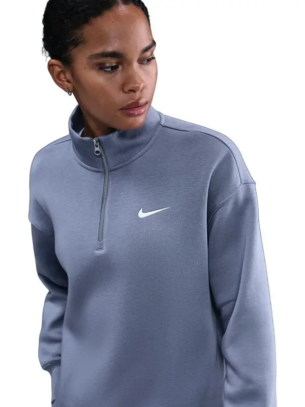 Nike Sportswear Phoenix Fleece Oversized 1/4-zip Long Sweatshirt - Blue