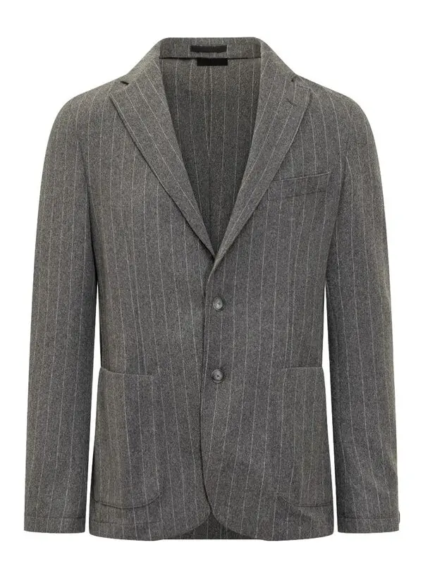 BOSS Striped Wool Jacket - Grey