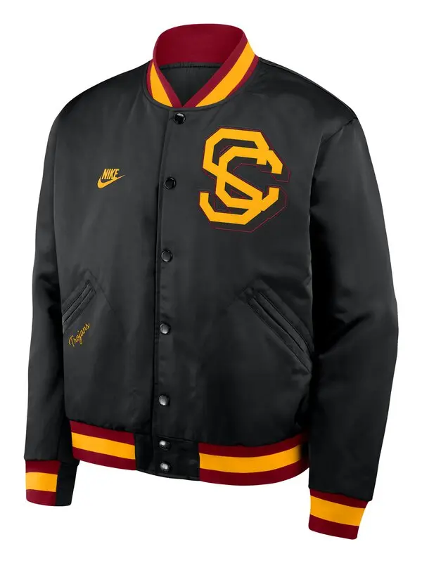 Nike Usc Legacy College Full-snap Bomber Jacket - Black