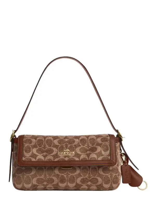 COACH® Etta Small Flap Shoulder Bag - Gold/light Khaki/vintage Brown