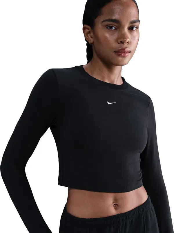 Nike Sportswear Chill Knit Slim Long-sleeve Cropped Top - Black