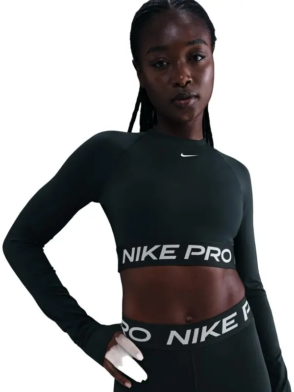 Nike Pro Dri-fit Cropped Long-sleeve Top - Green