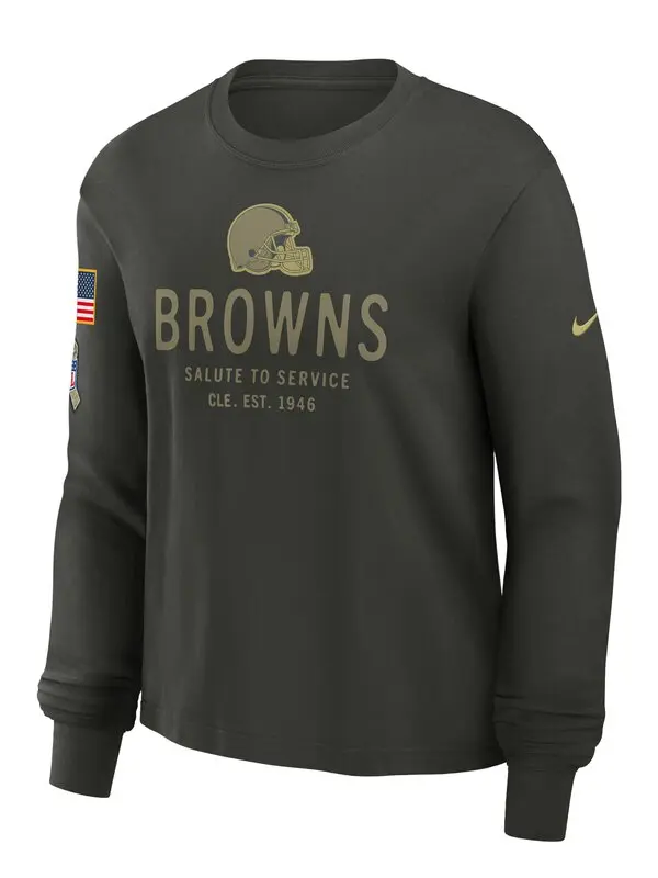 Nike Cleveland Browns Salute To Service Sideline Dri-fit Nfl Long-sleeve T-shirt - Brown