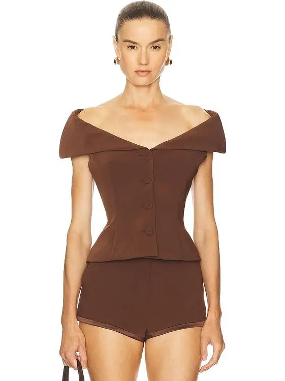CAMILA COELHO Deysi Top - Brown