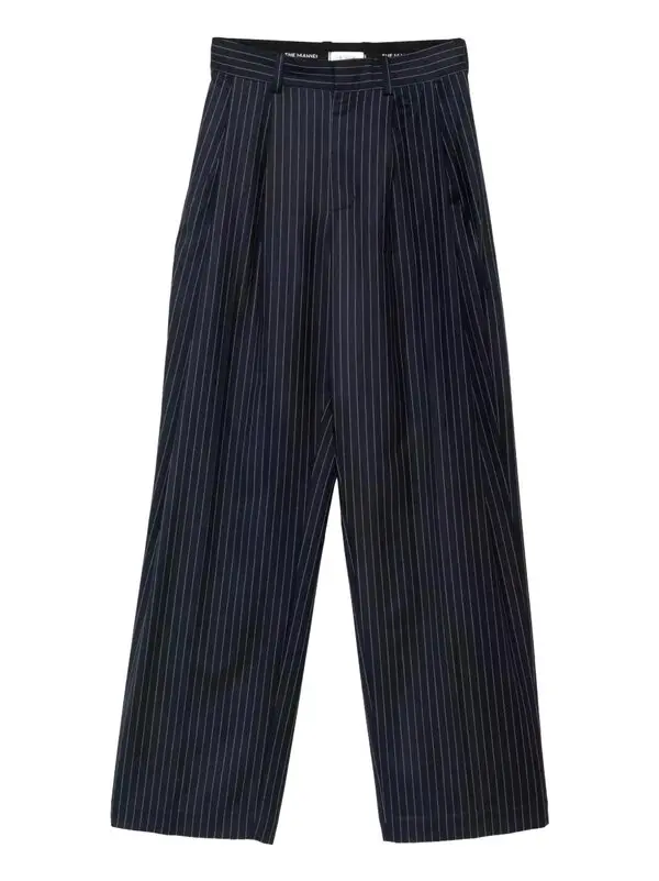 THE MANNEI Pinstripe Wide-leg Trousers - Blue