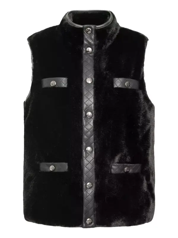 WEILL Quilted Bi-material Sleeveless Gilet - Black