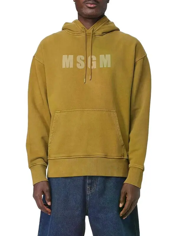 MSGM Logo-print Hoodie - Yellow