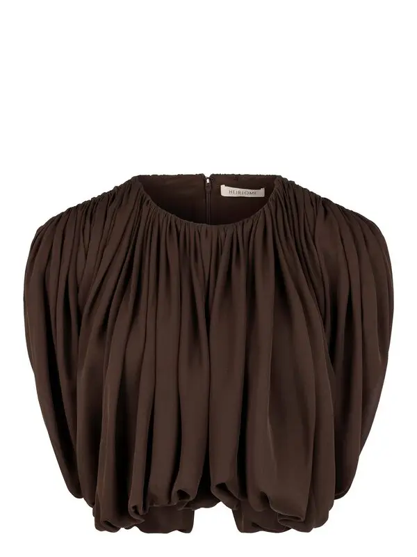 HEIRLOME Renata Silk Top - Brown