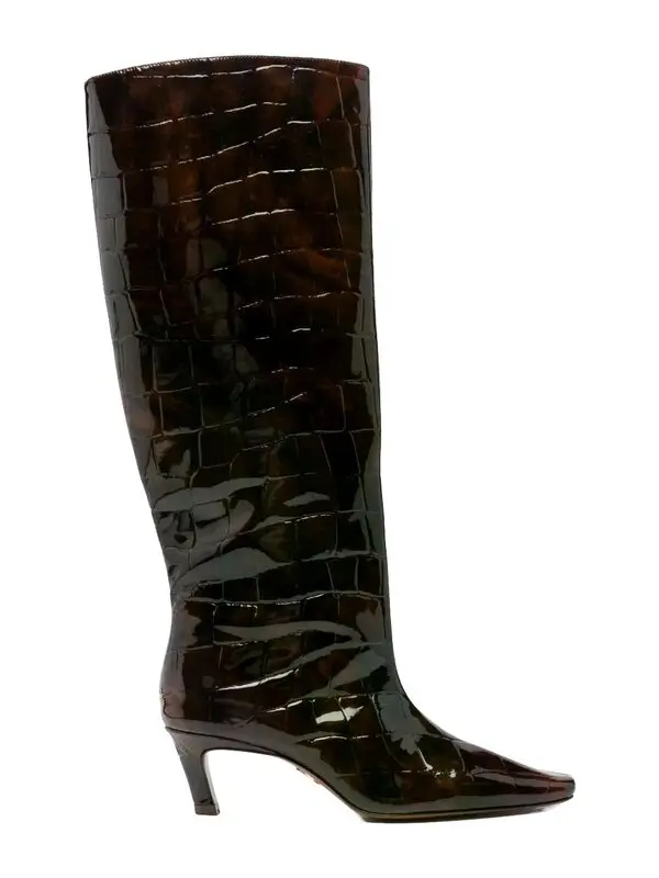 Retrofete 55mm Taliah Crocodile-effect Knee-high Boots - Brown