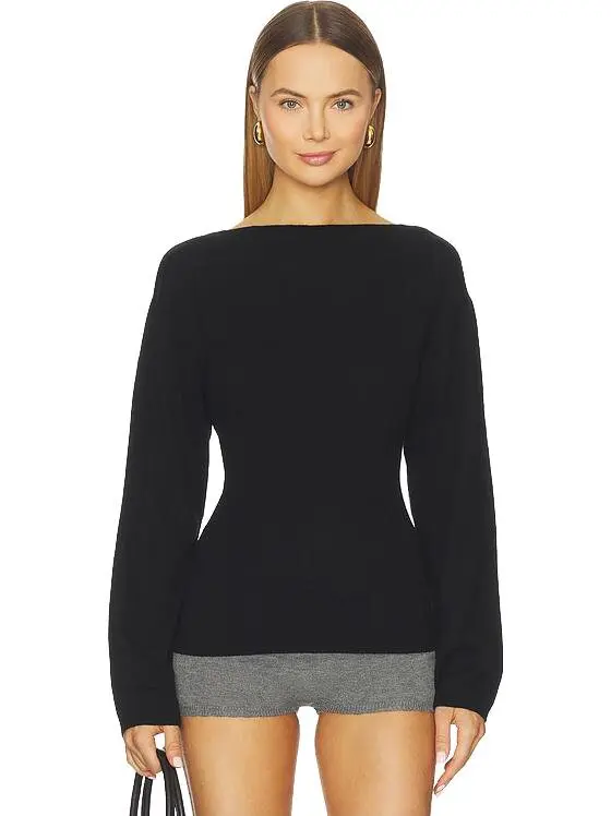 EB DENIM Millie Boat Neck Sweater - Black